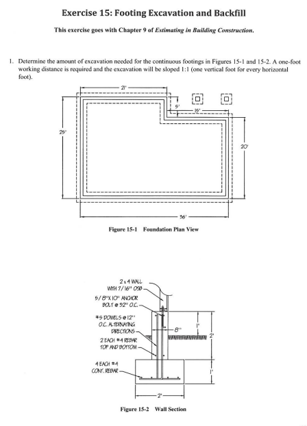 Solved Exercise 15: Footing Excavation and Backfill This | Chegg.com