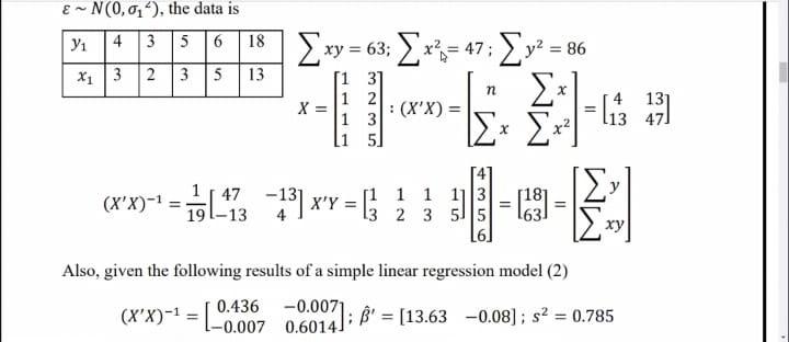 1 Estimate The Linear Regression Model 2 And