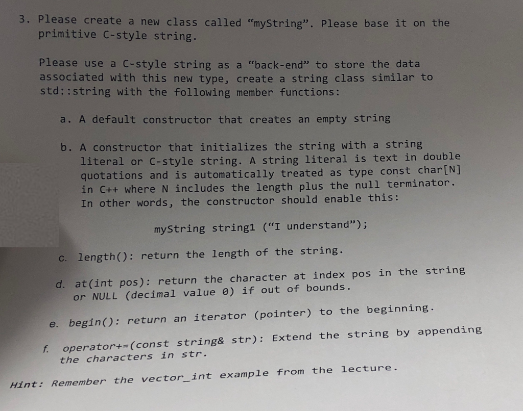 Solved 3 Please Create A New Class Called Mystring