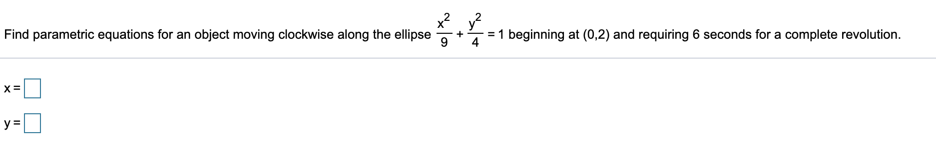 Solved Find parametric equation for an object moving | Chegg.com