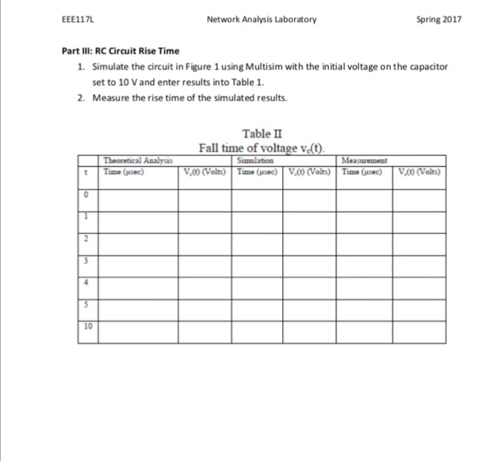RC Circuit Rise Time Simulate the circuit in Figure | Chegg.com