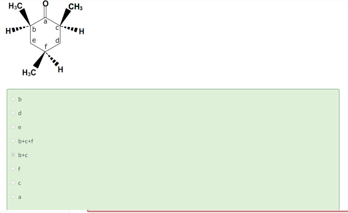 Solved H3C CH3 a b CH HI- e d f H3C b Od Оe Ob+c+f Ob+c o f | Chegg.com