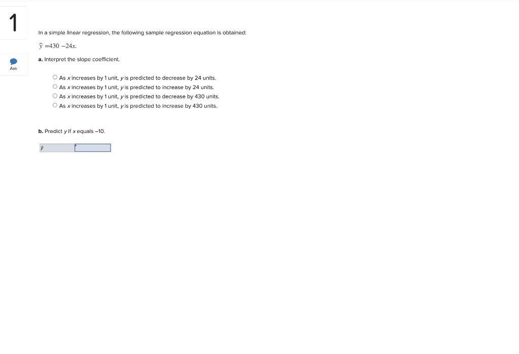 Solved In a simple linear regression, the following sample | Chegg.com