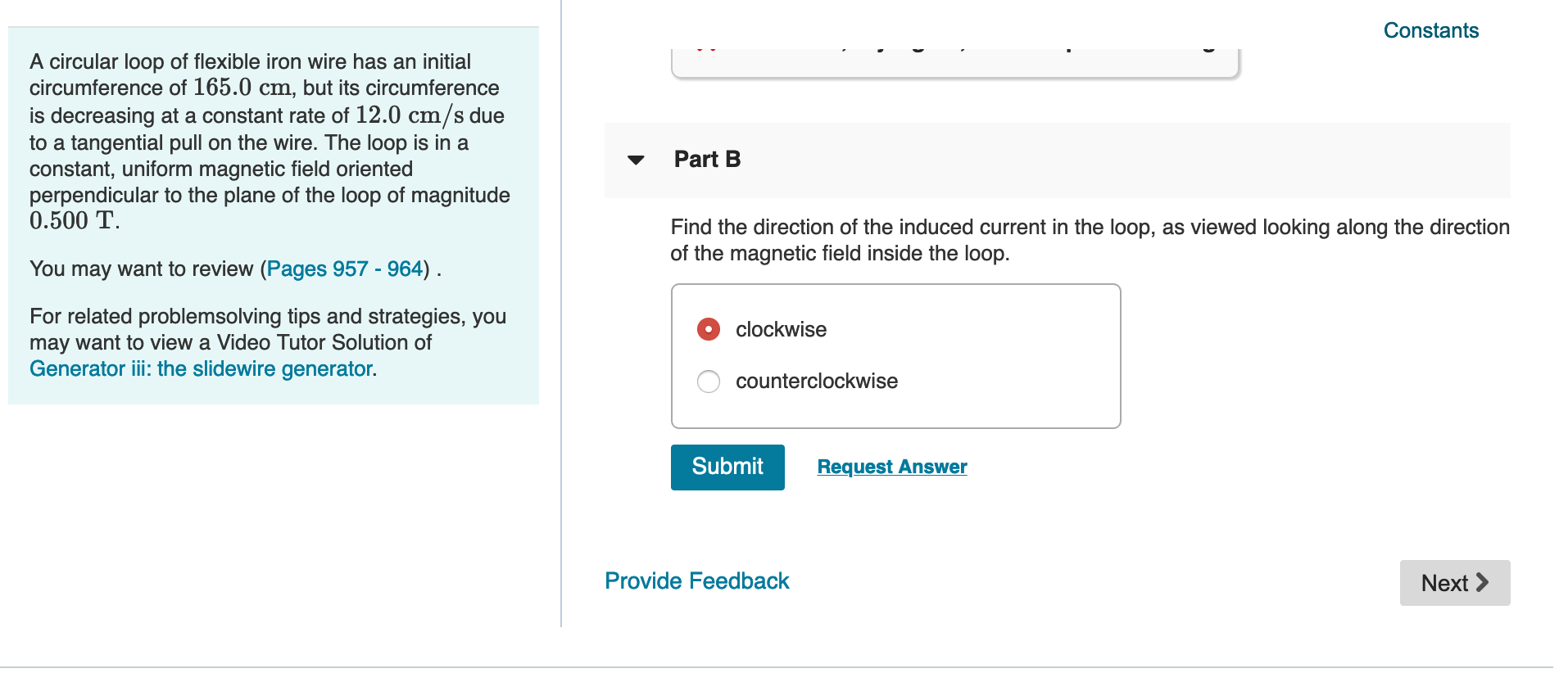 Solved A circular loop of flexible iron wire has an initial | Chegg.com
