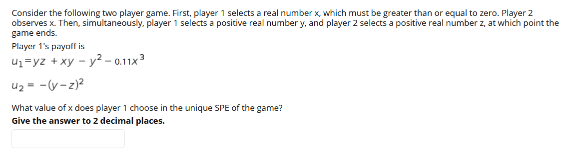 Solved Consider the following two player game. First, player | Chegg.com