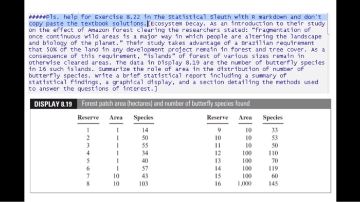 Solved Pls. help for Exercise 8.22 in The Statistical sleuth | Chegg.com