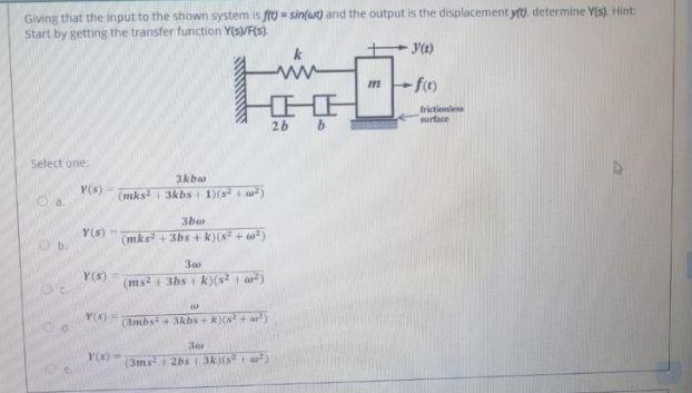 Solved Giving that the input to the shown system is | Chegg.com