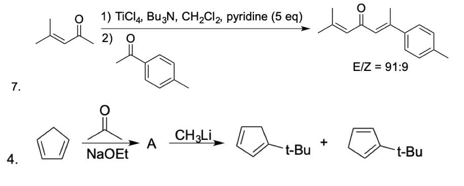 Solved 1) TiCl4, BuzN, CH2Cl2, pyridine (5 eq) Wohnen EIZ = | Chegg.com
