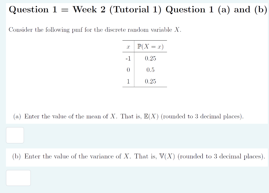 Solved Question 1= ﻿Week 2 (Tutorial 1) ﻿Question 1 (a) ﻿and | Chegg.com