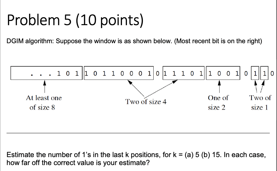 Problem 5 10 Points Dgim Algorithm Suppose The 