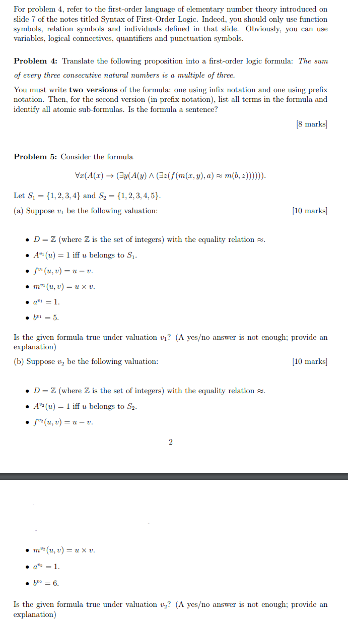 Solved by an EXPERT For problem 4, ﻿refer to ﻿the first-order language of | Chegg.com