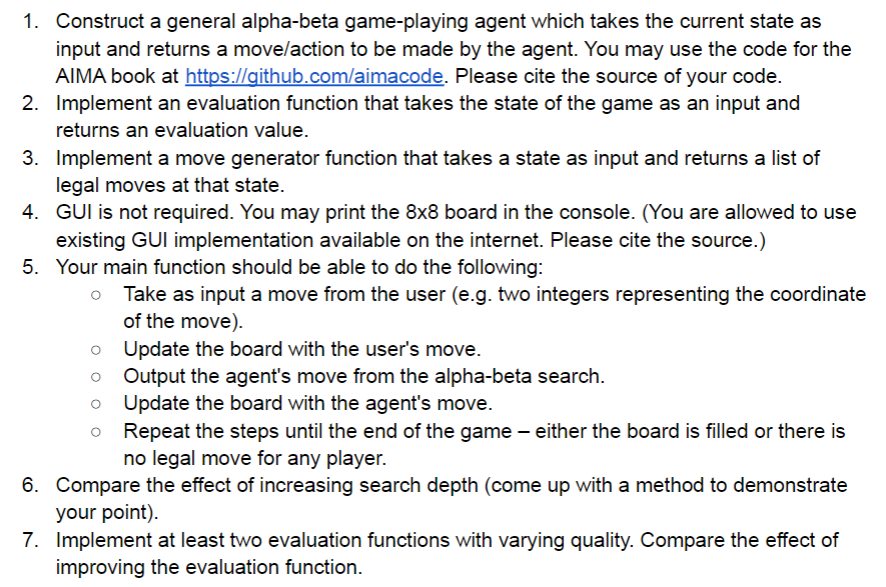 Solved 1. Construct a general alpha-beta game-playing agent | Chegg.com