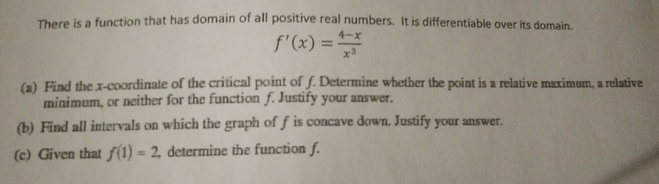 Solved what has domain of all positive real numbers. It is | Chegg.com