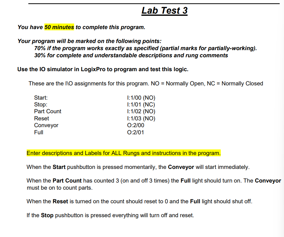 Solved Lab Test 3 You have 50 minutes to complete this | Chegg.com