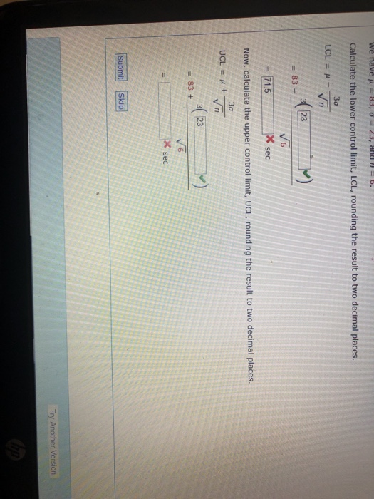 Solved Calculate the lower control limit, LCL, rounding the | Chegg.com