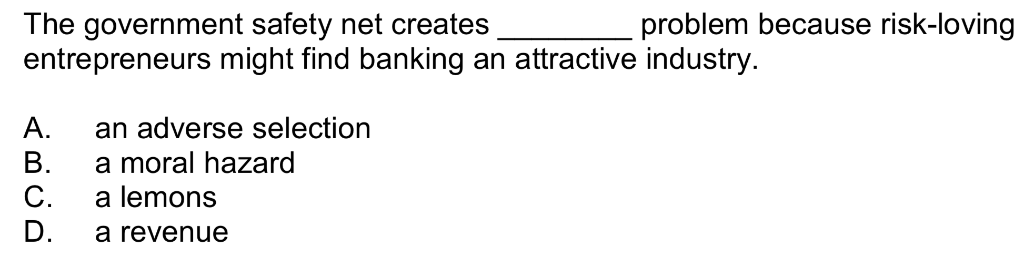 Solved The government safety net creates entrepreneurs might | Chegg.com
