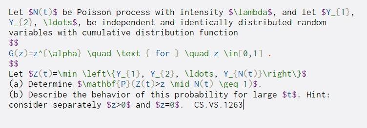 Solved Let $N(+)$ be Poisson process with intensity | Chegg.com