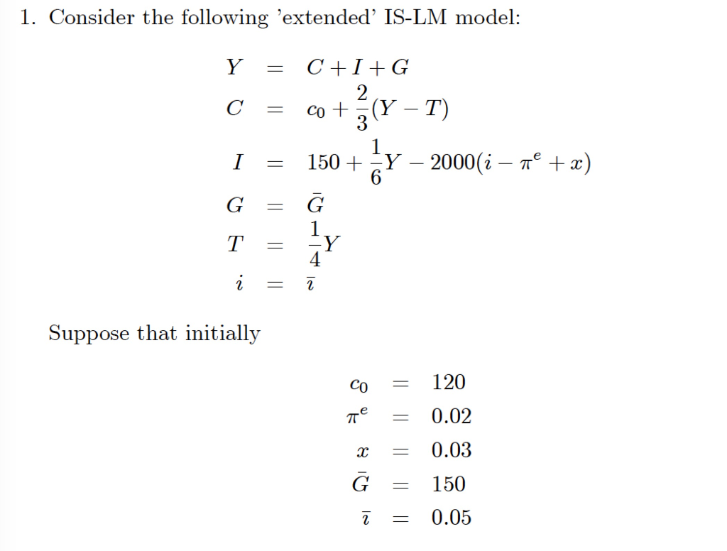 1. Consider the following 'extended' IS-LM model: G-G | Chegg.com