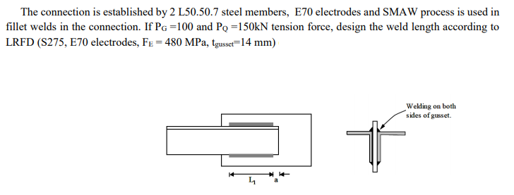 Solved The connection is established by 2 L50.50.7 steel | Chegg.com