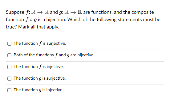 Solved Suppose f:R→R and g:R→R are functions, and the | Chegg.com