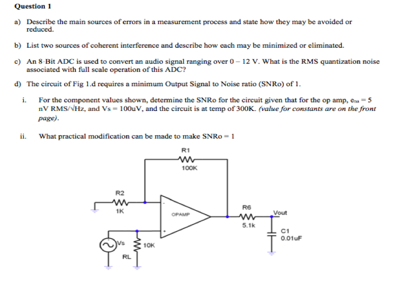 Solved Question 1 a) Describe the main sources of errors in | Chegg.com