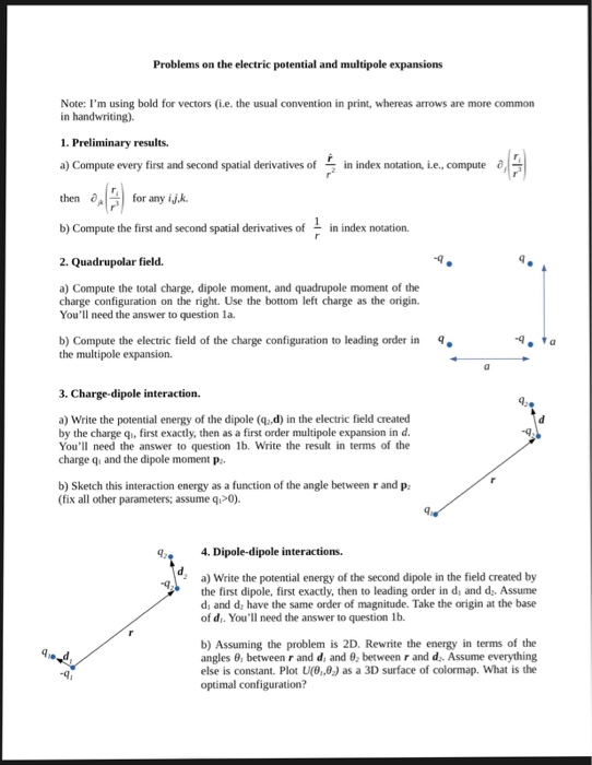 Solved Problems on the electric potential and multipole | Chegg.com