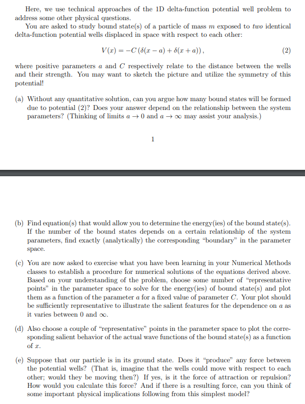 Solved Here, we use technical approaches of the 1D | Chegg.com