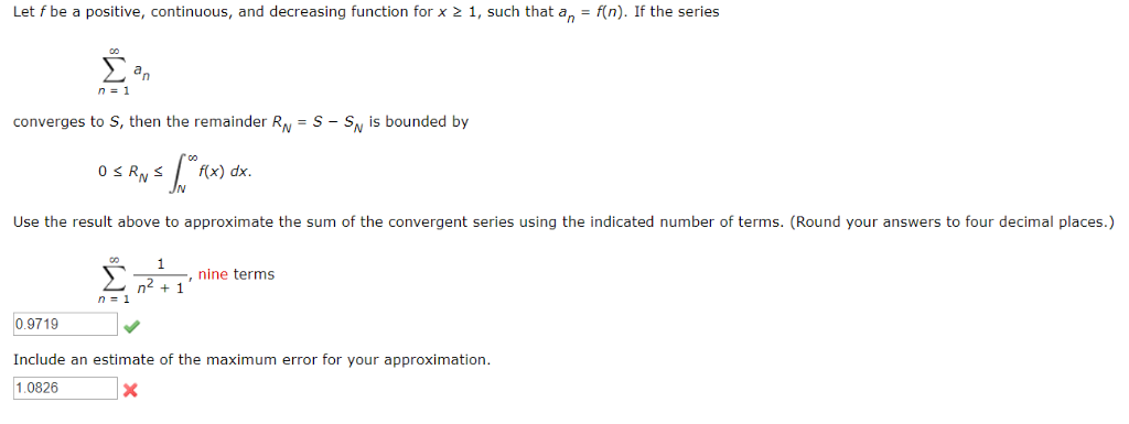Solved 1. Use the result above to approximate the sum of | Chegg.com