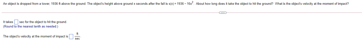 Solved An Object Is Dropped From A Tower 1936 Ft Above The