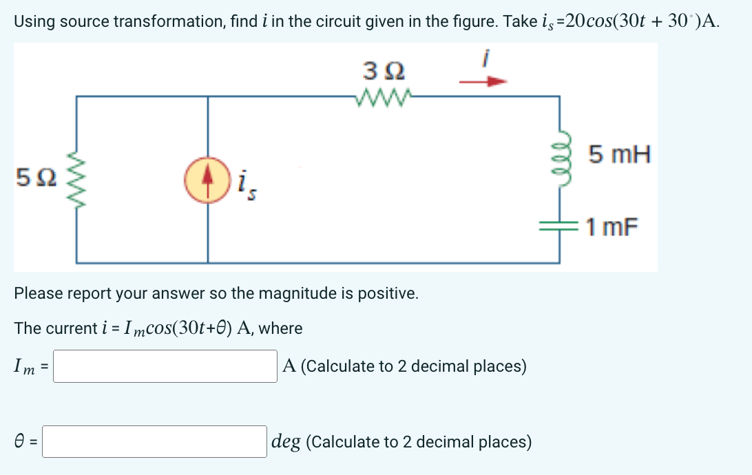 Solved Using source transformation, find i ﻿in the circuit | Chegg.com