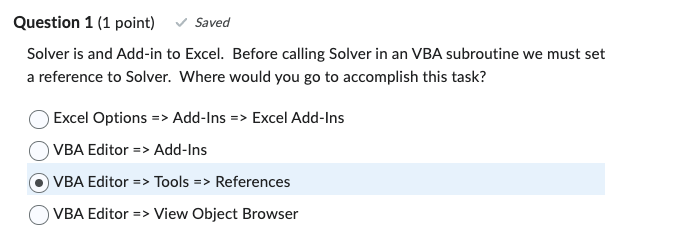 Solved Solver is and Add-in to Excel. Before calling Solver | Chegg.com