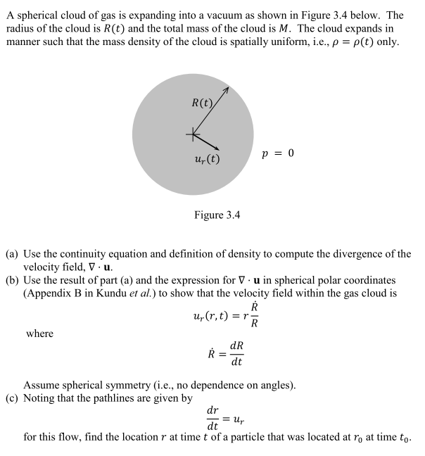 Solved A spherical cloud of gas is expanding into a vacuum | Chegg.com