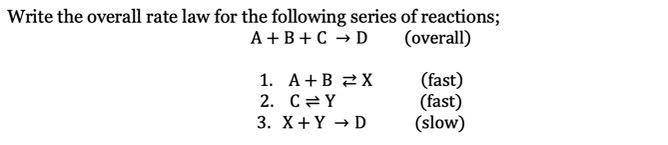 Solved Write the overall rate law for the following series | Chegg.com