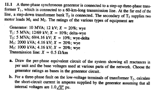 Solved 11.1 A three-phase synchronous generator is connected | Chegg.com