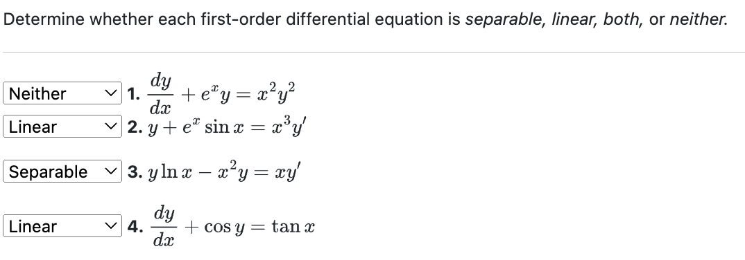 Solved Determine Whether Each First Order Differential