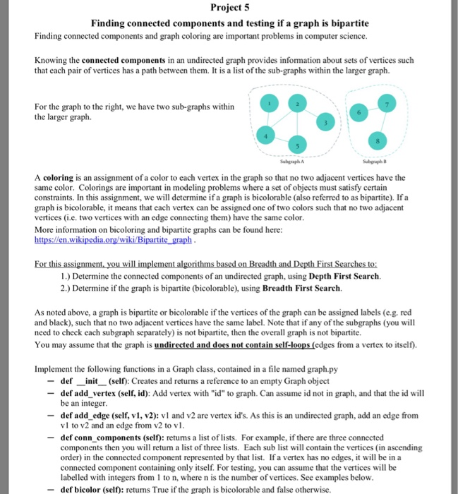 Solved Python3 bipartite graph project | Chegg.com