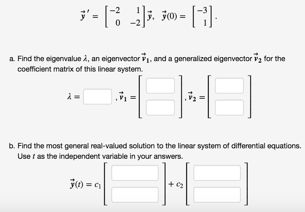 Solved 0 -2y(o) a. Find the eigenvalue ?, an eigenvector Vi, | Chegg.com