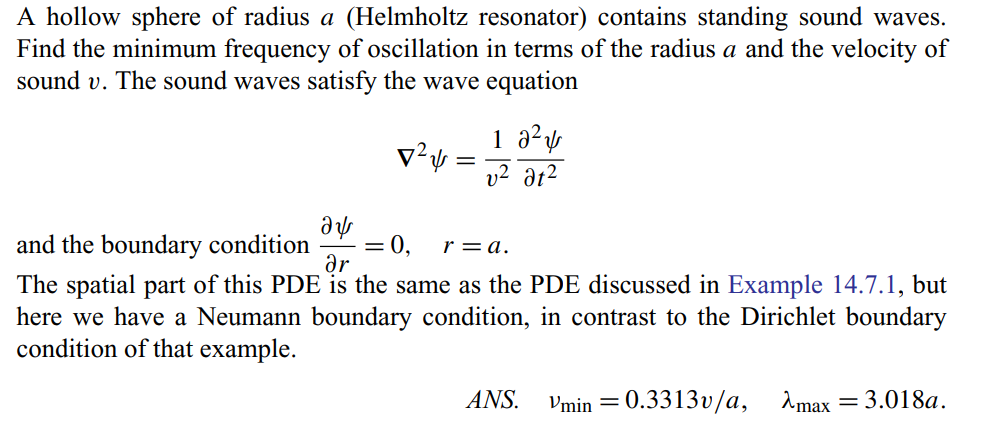Solved A hollow sphere of radius a (Helmholtz resonator) | Chegg.com