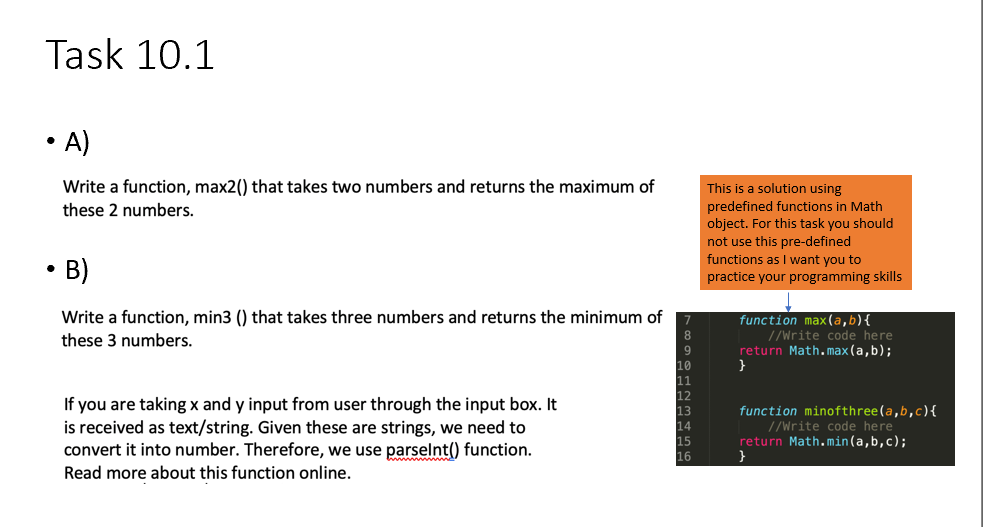 Solved Task 10.1 • A) Write a function, max2() that takes | Chegg.com