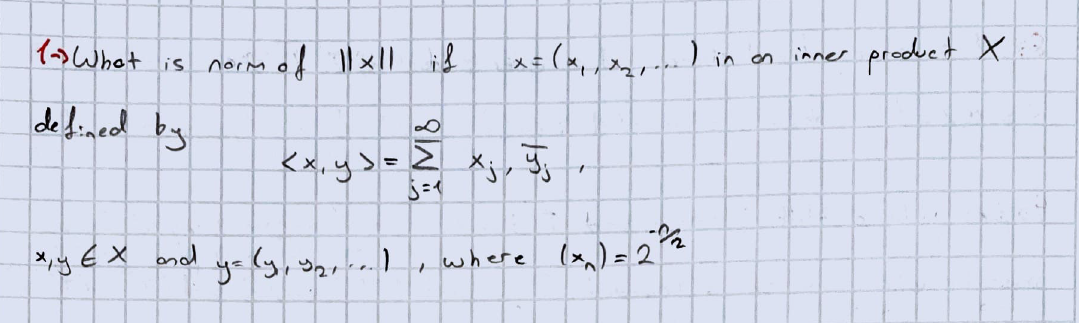 Solved 1→ ﻿What is ﻿norm of ||x|| if x=(x1,x2,...,xn) in on | Chegg.com