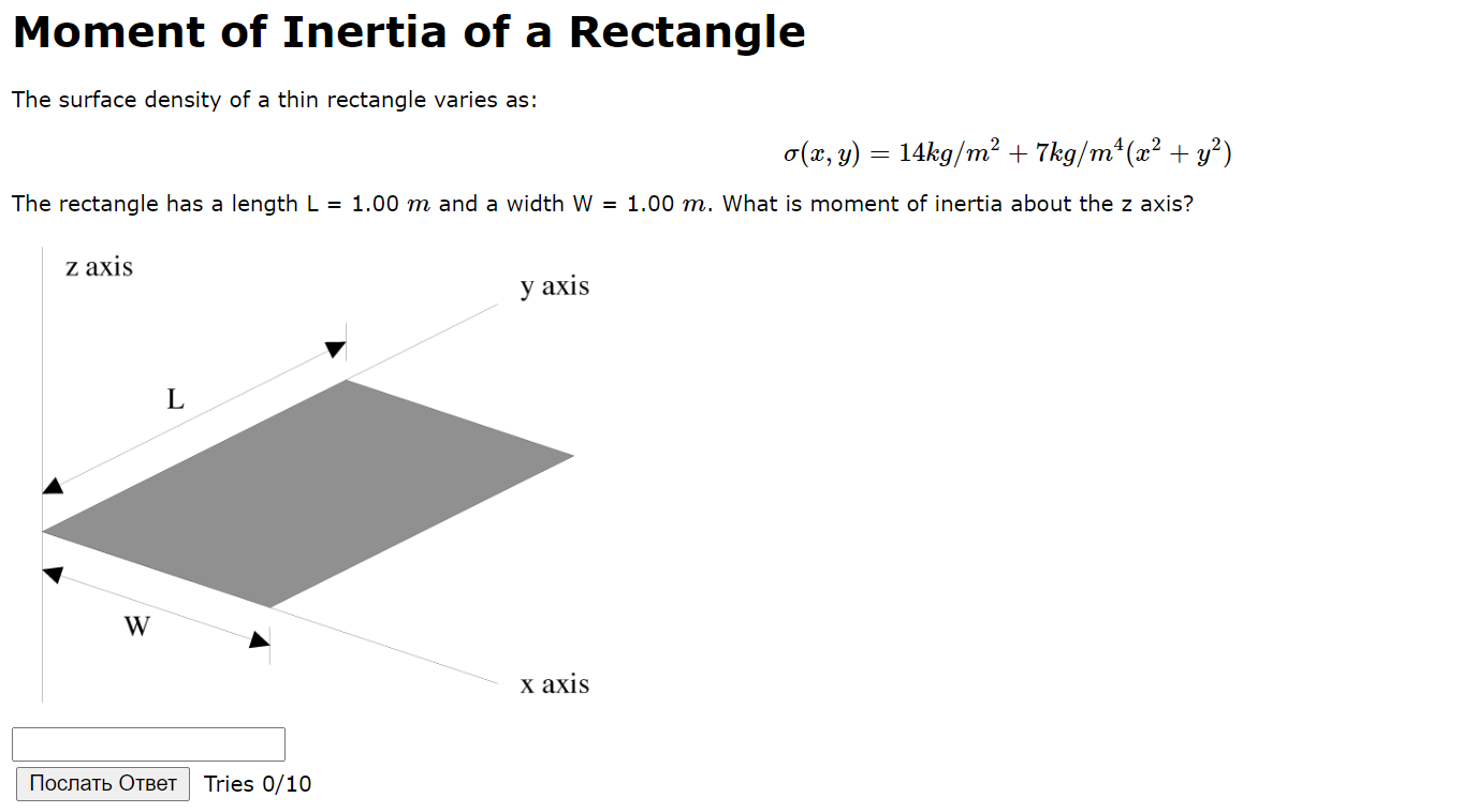 Solved Moment of Inertia of a Rectangle The surface density | Chegg.com
