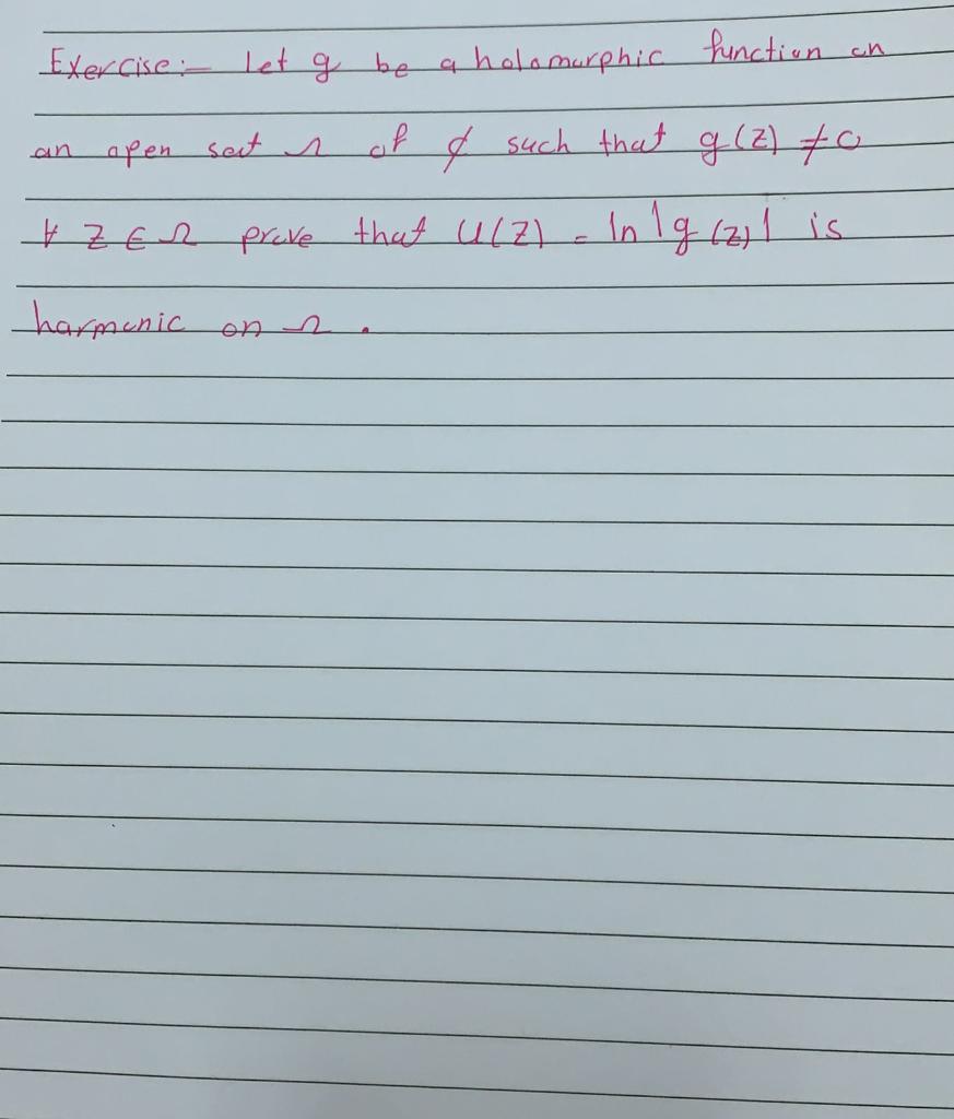 Solved Exercise ch let g be function q 다 holomorphic an open | Chegg.com