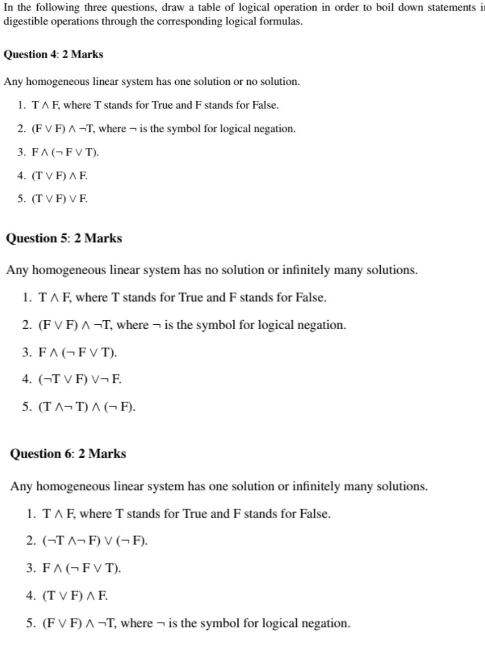 Solved In the following three questions, draw a table of | Chegg.com