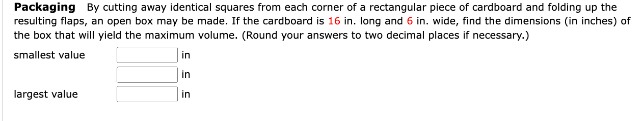 Solved Packaging By cutting away identical squares from each | Chegg.com