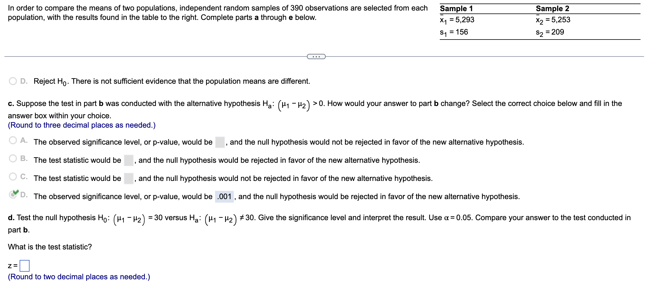 Solved In order to compare the means of two populations, | Chegg.com