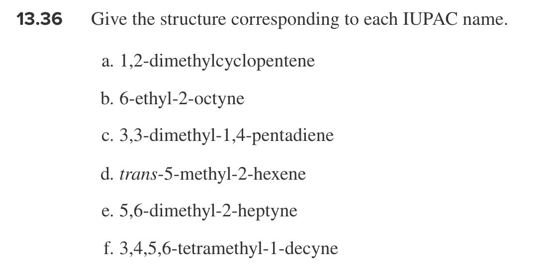 Solved 13.36 Give the structure corresponding to each IUPAC | Chegg.com