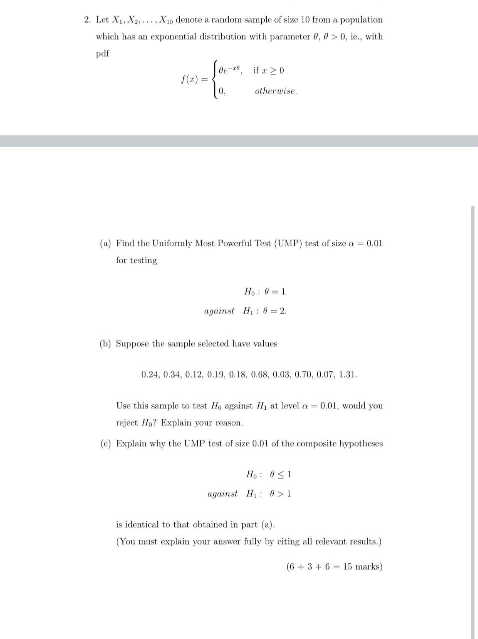 Solved 2. Let X1, X2, ..., X10 denote a random sample of | Chegg.com