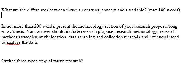 Solved What are the differences between these: a construct, | Chegg.com