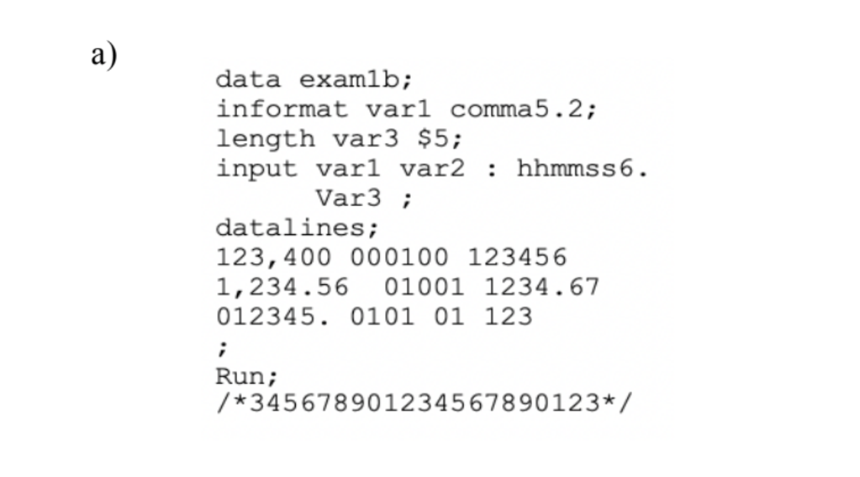 Solved List the values of the variables of each created SAS | Chegg.com