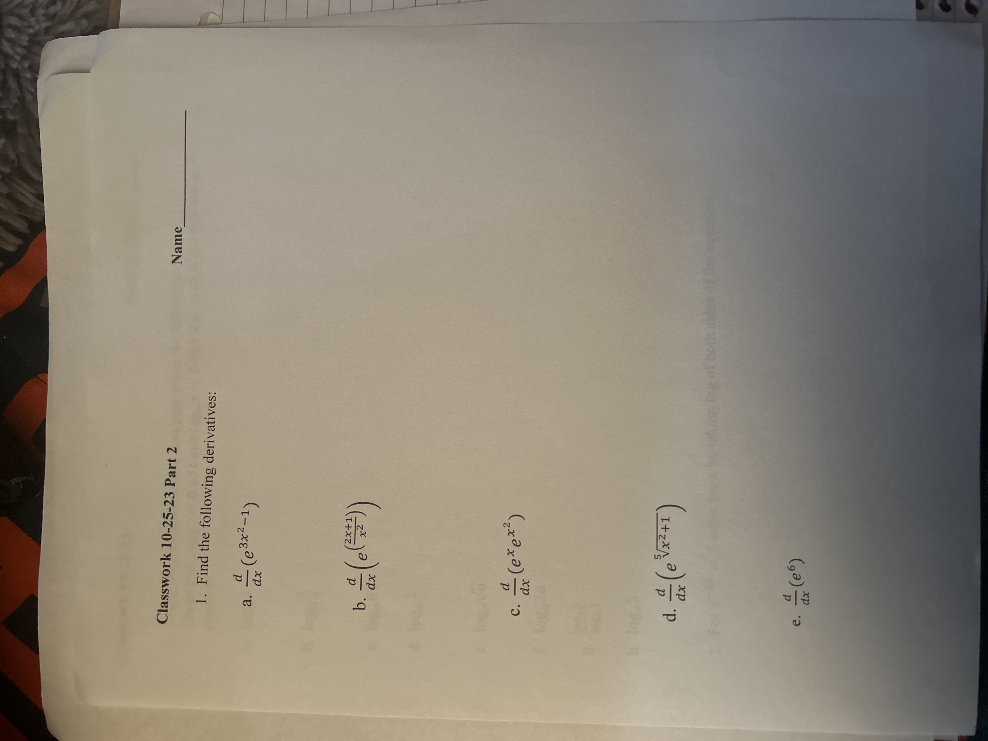 Solved Classwork 10-25-23 ﻿Part 2NamFind the following | Chegg.com